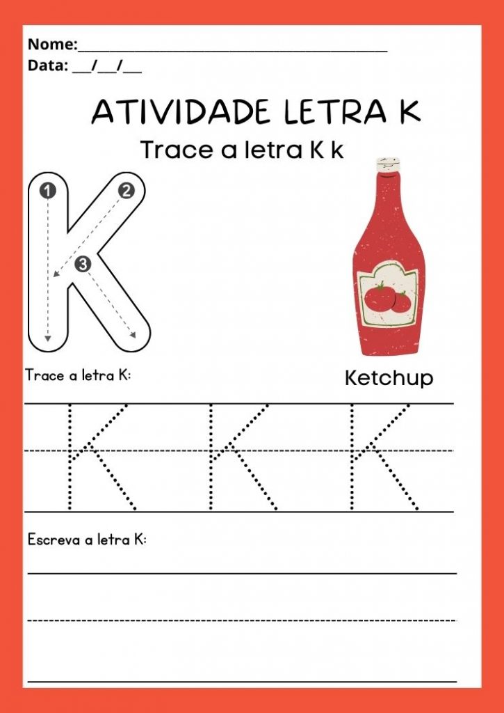 Atividades com a Letra K Maiúscula e Minúscula para Imprimir