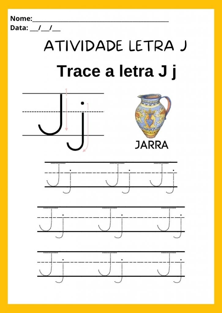 Atividades com a Letra J Maiúscula e Minúscula para Imprimir