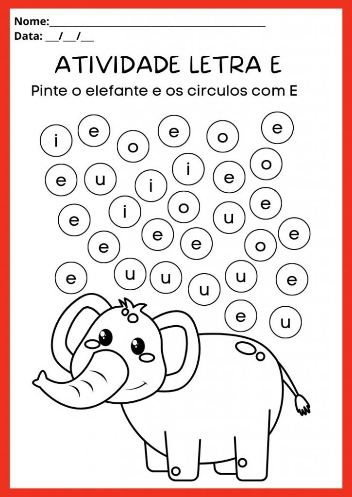 Atividades com a Letra E Maiúscula e Minúscula para Imprimir