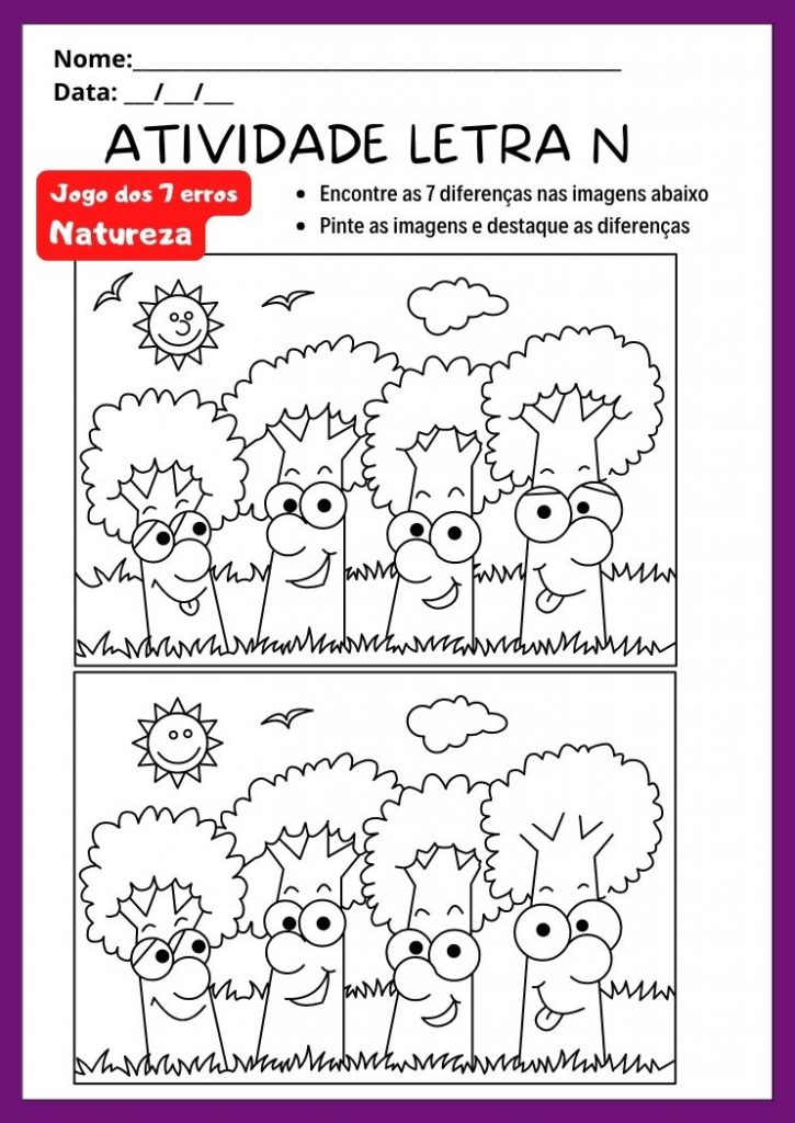 Atividades com a Letra N Maiúscula e Minúscula para Imprimir