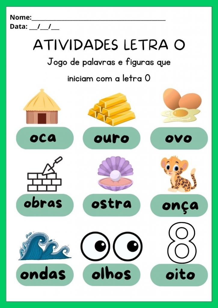 Atividades com a Letra O Maiúscula e Minúscula para Imprimir