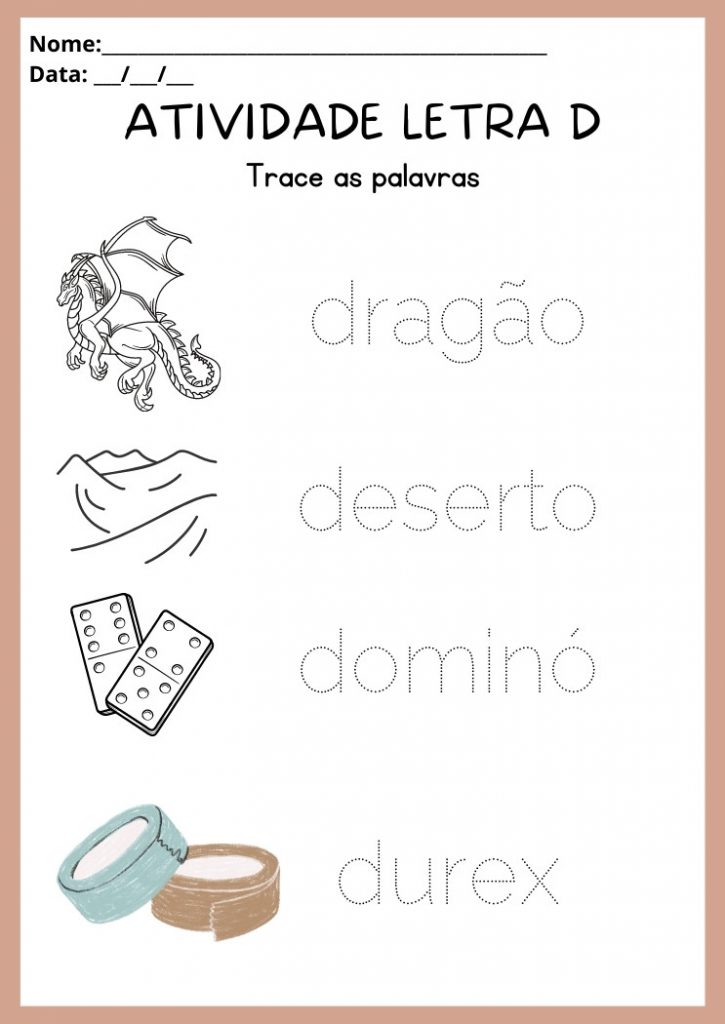 Atividades com a Letra D Maiúscula e Minúscula para Imprimir