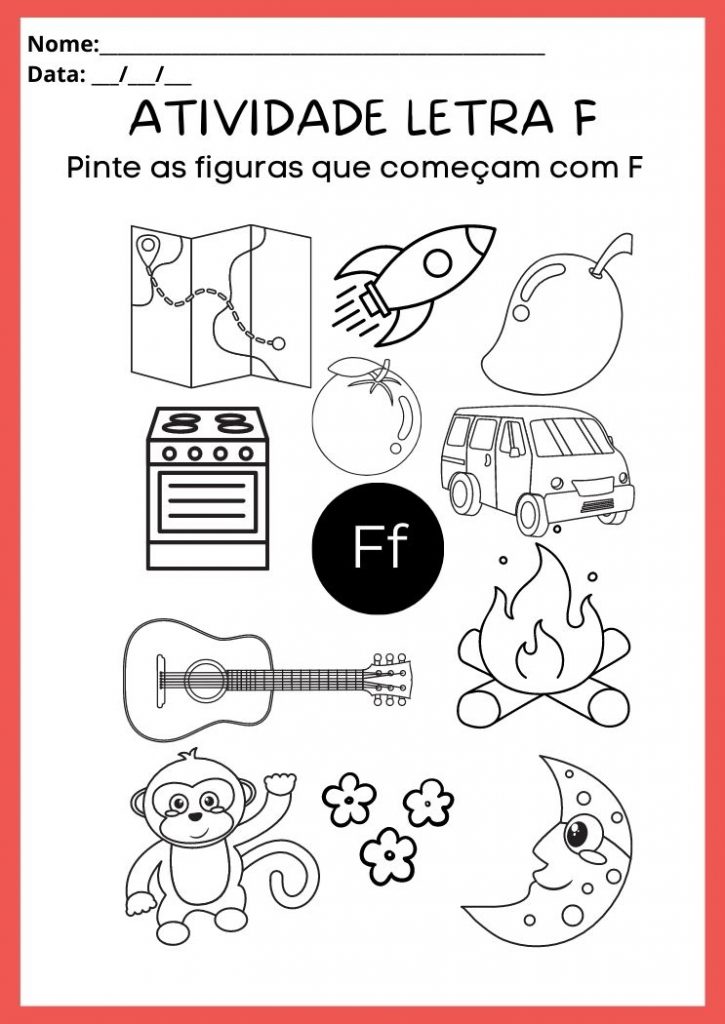 Atividades com a letra F Maiúscula e Minúscula para Imprimir