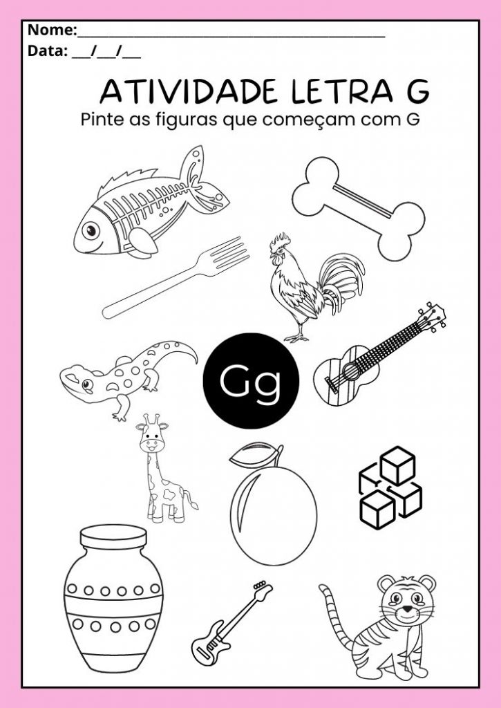 Atividades Com A Letra G Maiúscula E Minúscula Para Imprimir