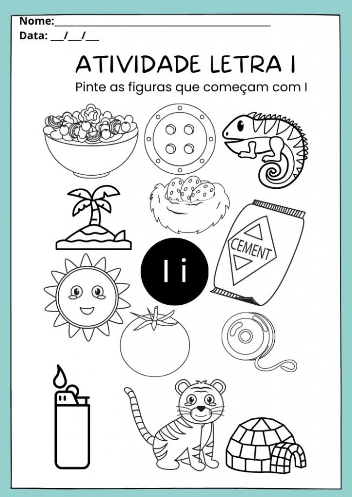 Atividades com a Letra I Maiúscula e Minúscula para Imprimir