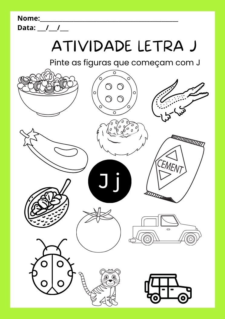 Atividades com a Letra J Maiúscula e Minúscula para Imprimir