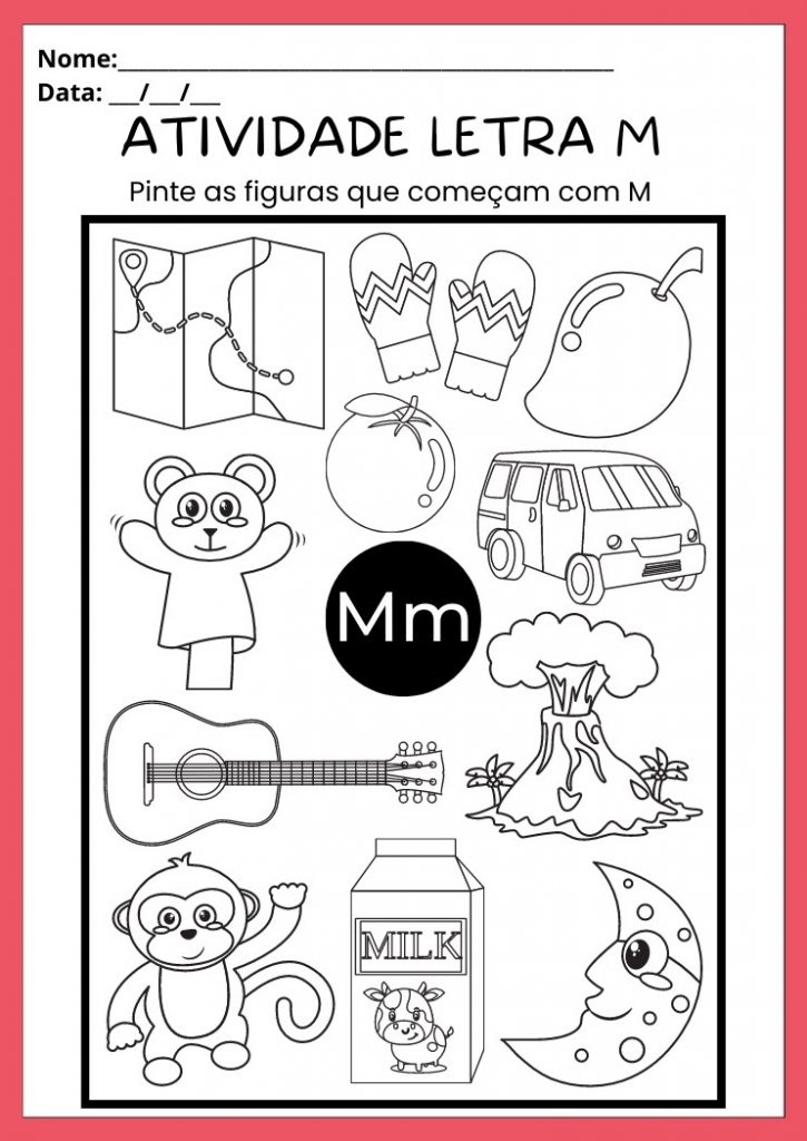 Atividades com a Letra M Maiúscula e Minúscula para Imprimir