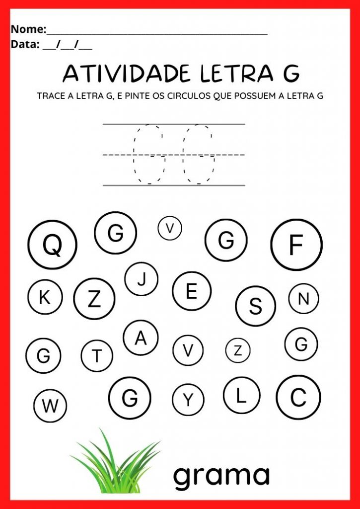 Atividades com a Letra G Maiúscula e Minúscula para Imprimir