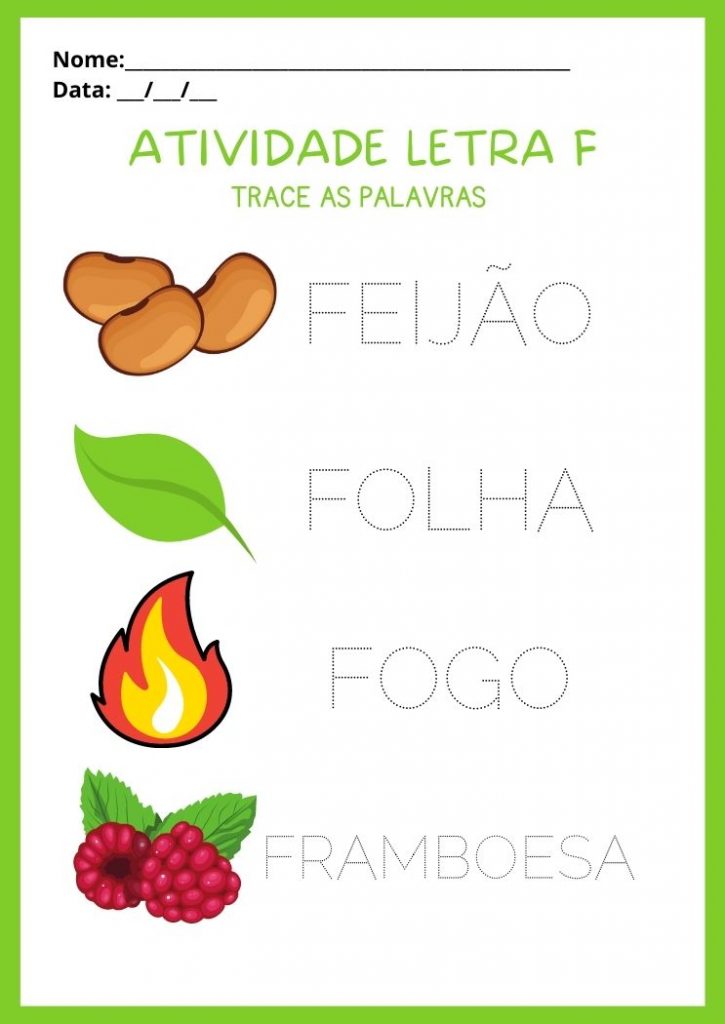 Atividades com a letra F Maiúscula e Minúscula para Imprimir