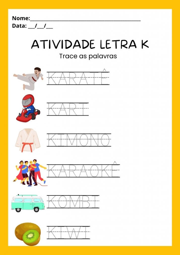 Atividades com a Letra K Maiúscula e Minúscula para Imprimir