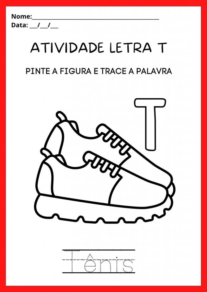 Atividades com a Letra T Maiúscula e Minúscula para Imprimir