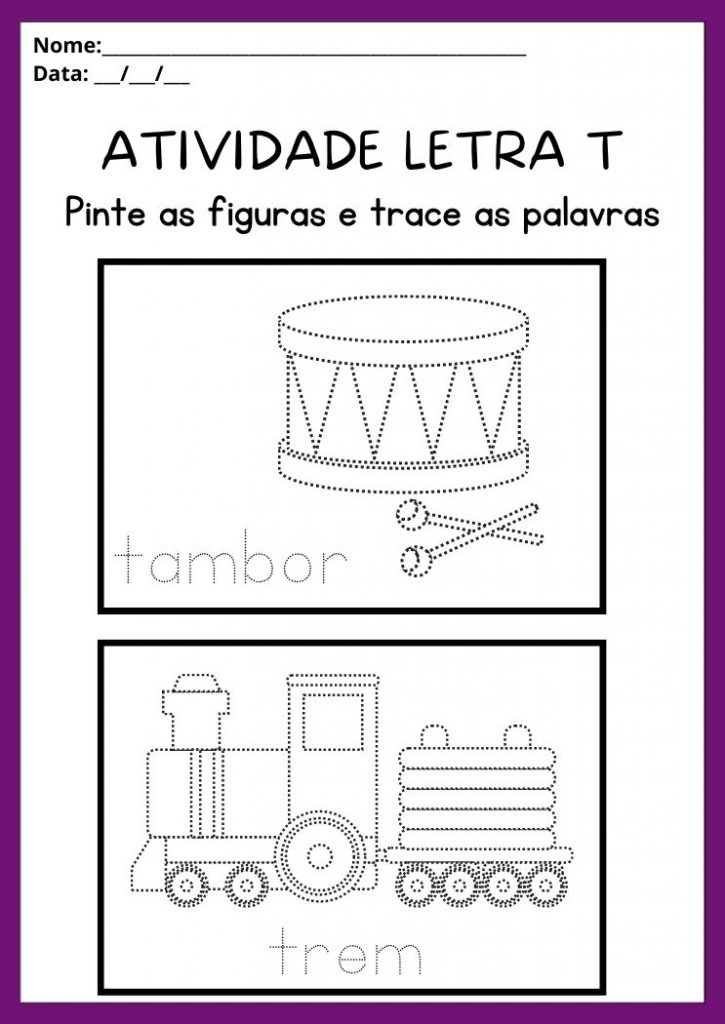 Atividades com a Letra T Maiúscula e Minúscula para Imprimir