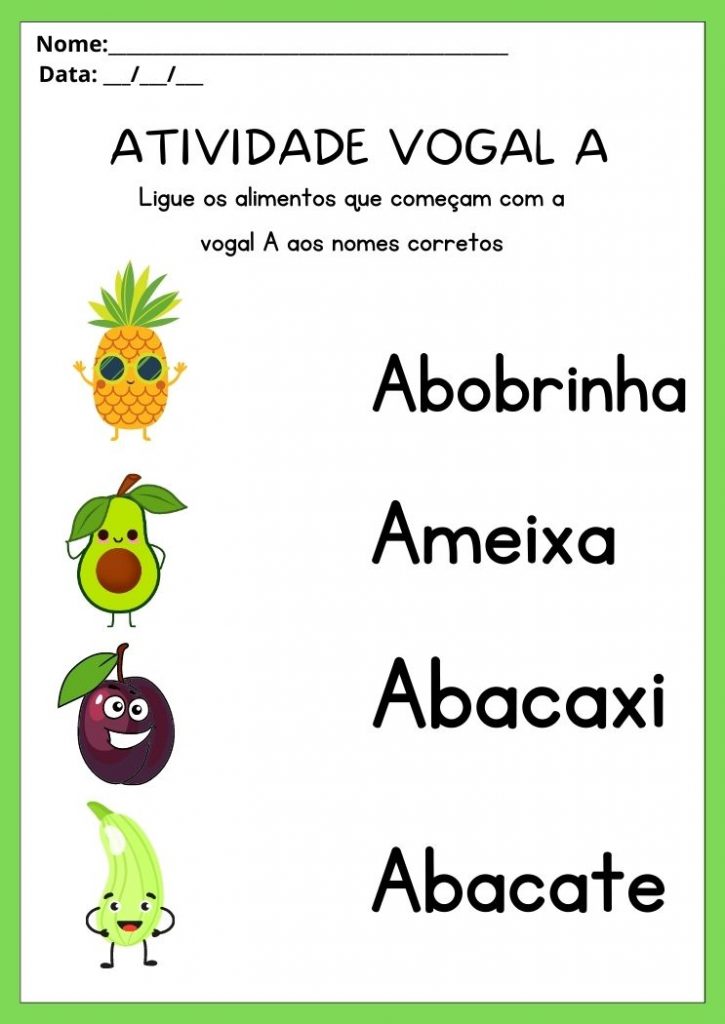 Atividades Vogal A para Imprimir
