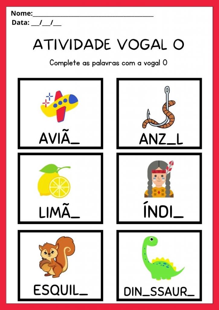 Atividades Vogal O para Imprimir