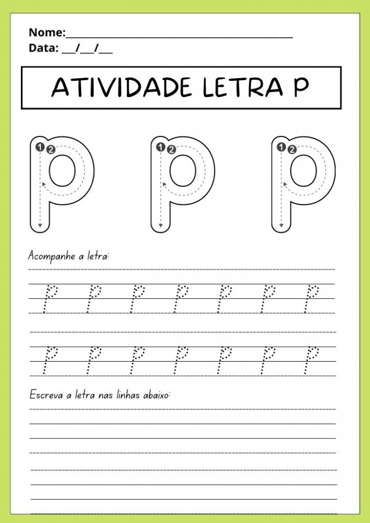 Atividades com a Letra P Maiúscula e Minúscula para Imprimir