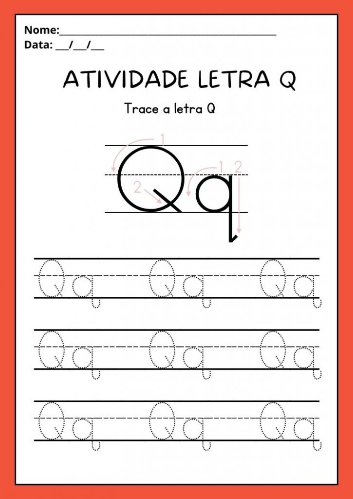 Atividades com a Letra Q Maiúscula e Minúscula para Imprimir