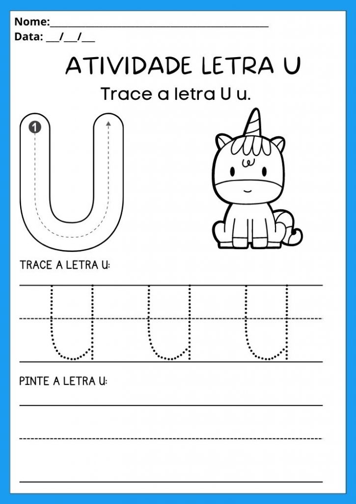 Atividades com a Letra U Maiúscula e Minúscula para Imprimir
