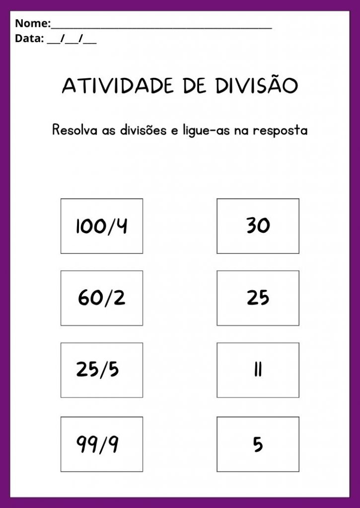 Atividades de Divisão para Imprimir