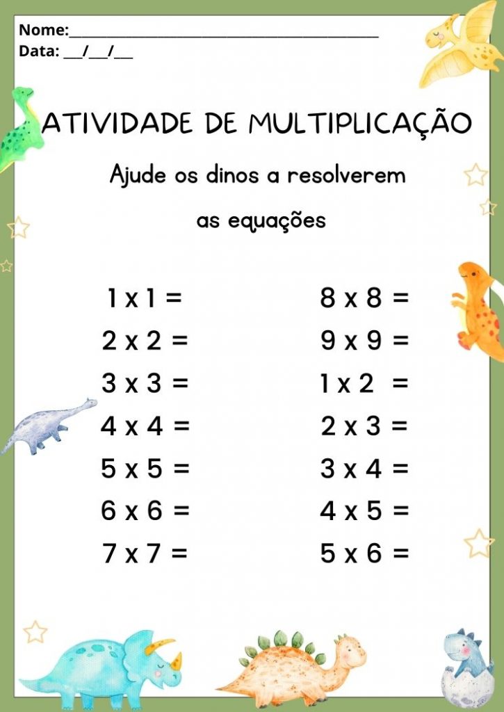Atividades de Multiplicação para Imprimir