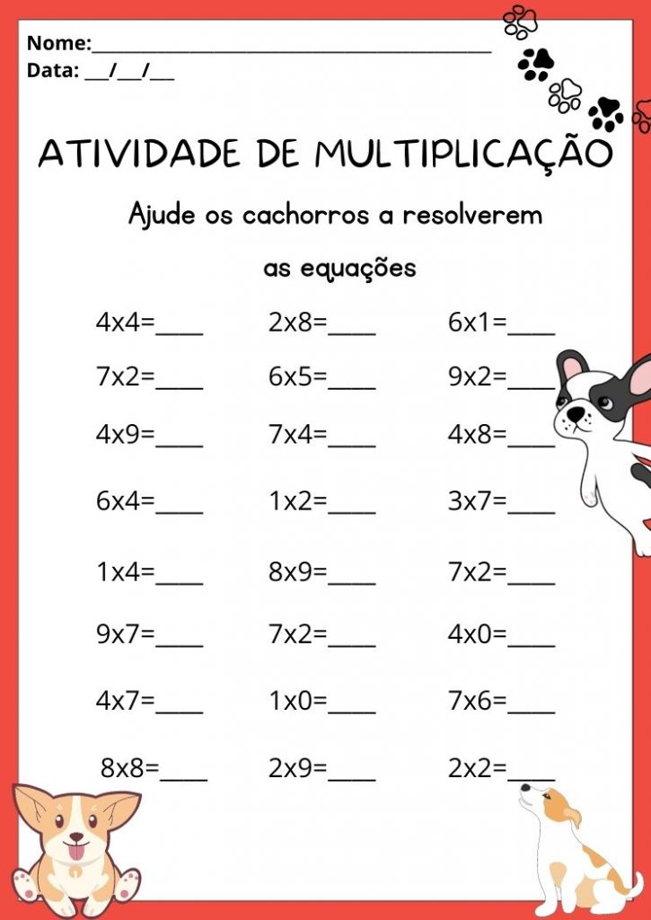 Atividades de Multiplicação para Imprimir