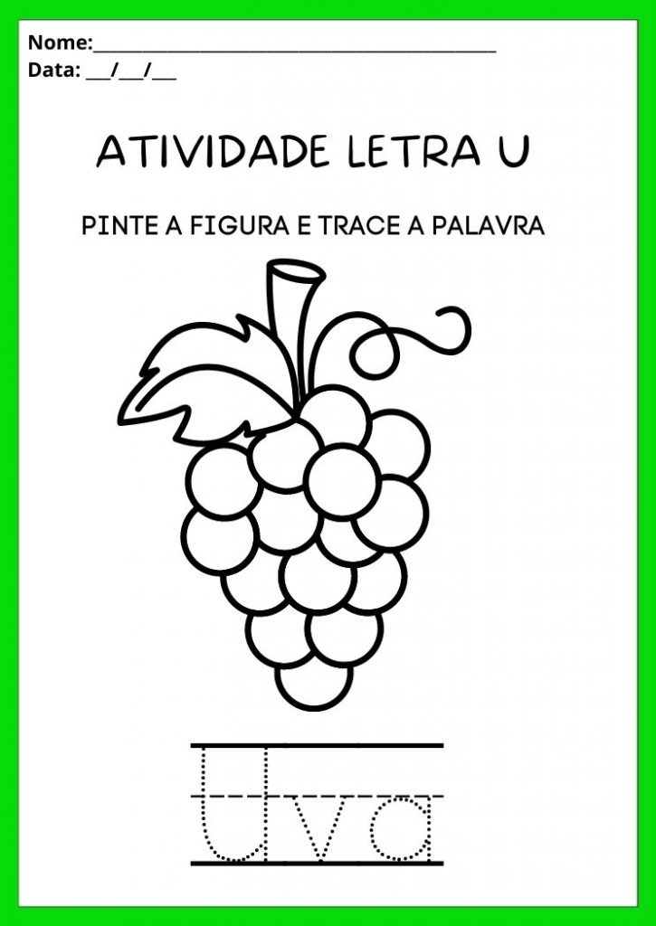 Atividades com a Letra U Maiúscula e Minúscula para Imprimir