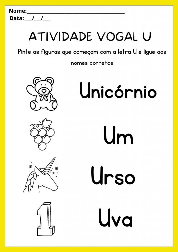 Atividades Vogal U para Imprimir