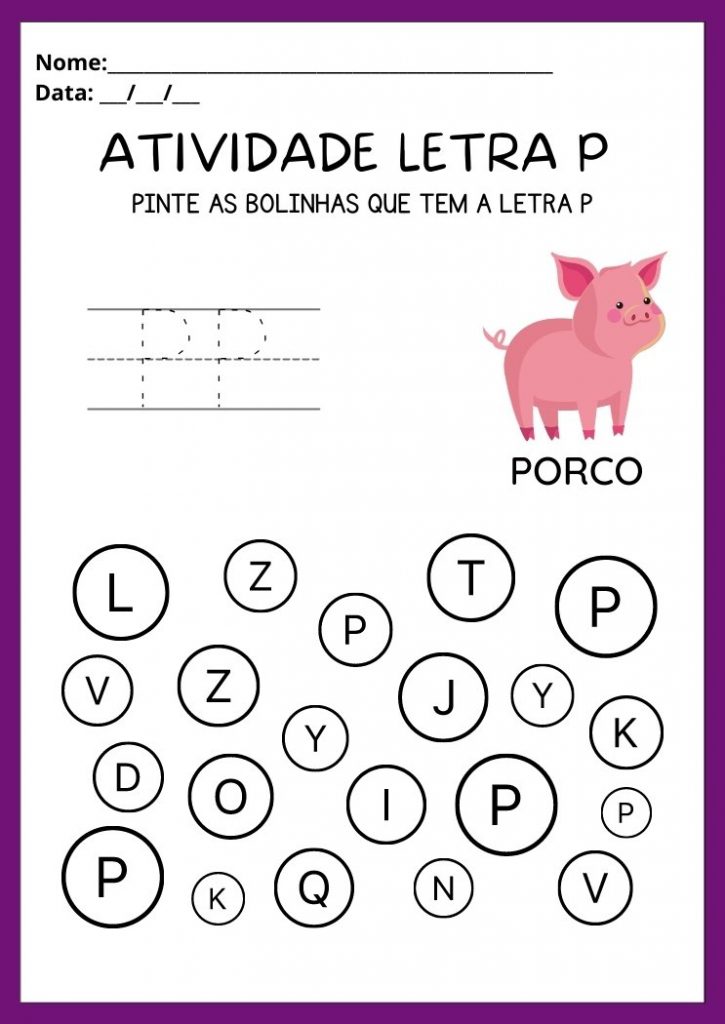 Atividades com a Letra P Maiúscula e Minúscula para Imprimir