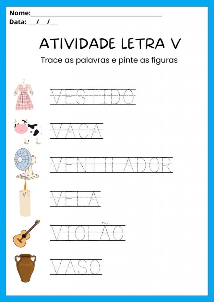 Atividades com a Letra V Maiúscula e Minúscula para Imprimir