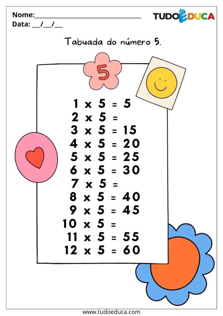 10 Atividades com Tabuada para 3ª série para imprimir