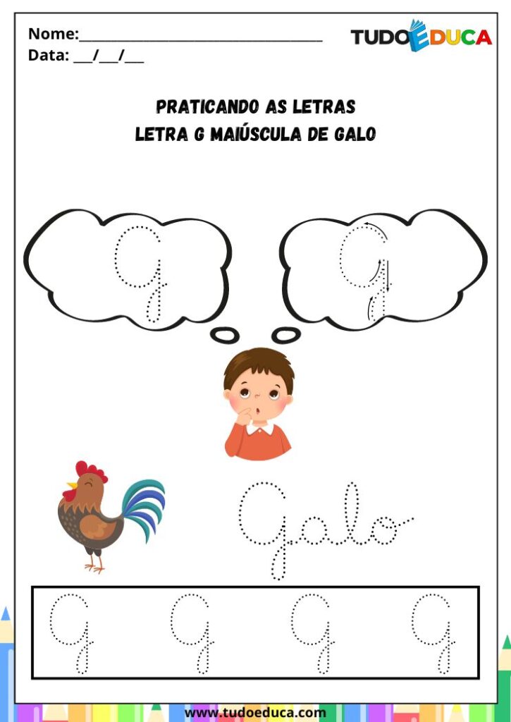 10 Atividades com a Letra G Cursiva para a Alfabetização