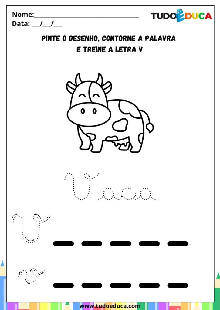 10 Atividades com a Letra V Cursiva para a Alfabetização