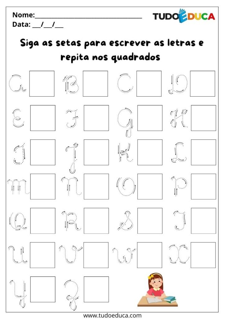 13 Atividades do Alfabeto com Letra Cursiva