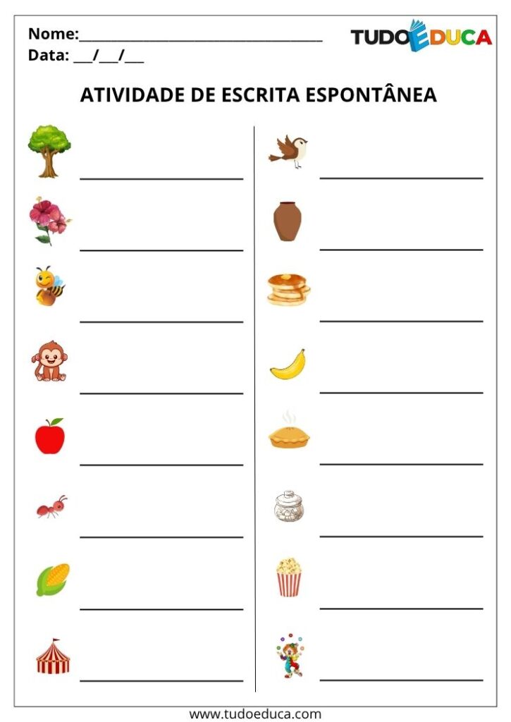 3 Atividades de Escrita Espontânea
